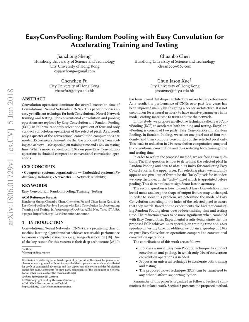 EasyConvPooling: Random Pooling with Easy Convolution for Accelerating ...