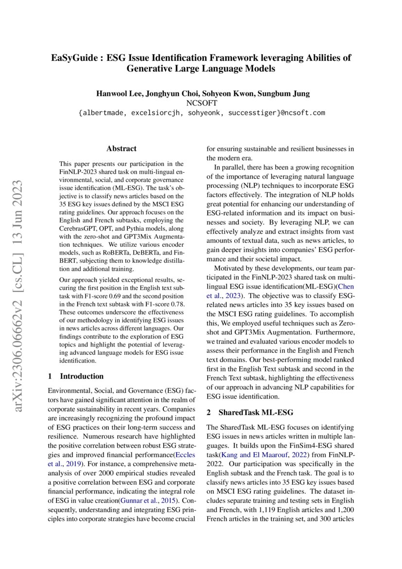 Easyguide Esg Issue Identification Framework Leveraging Abilities Of