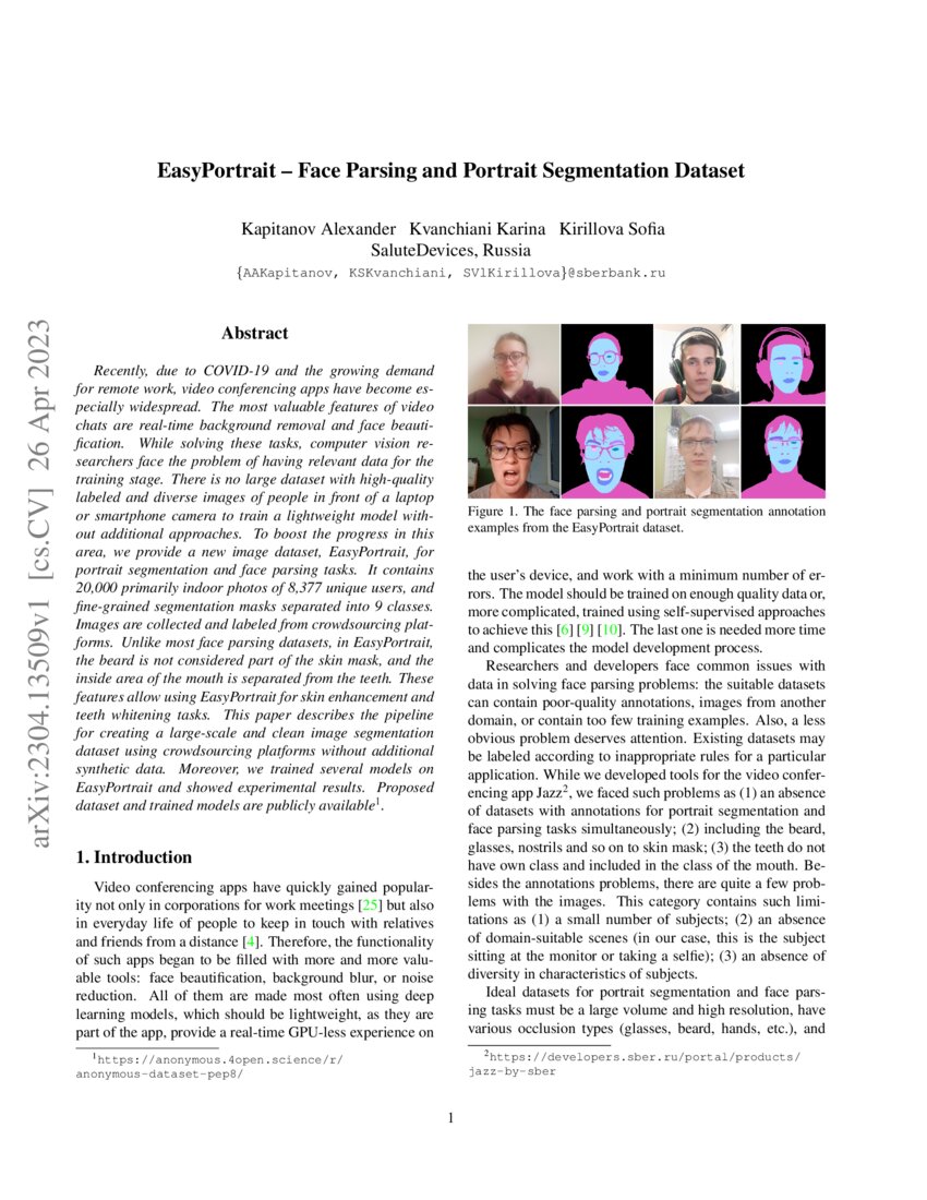 EasyPortrait - Face Parsing and Portrait Segmentation Dataset | DeepAI