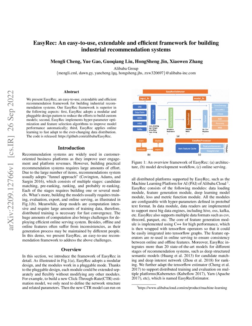 EasyRec: An easy-to-use, extendable and efficient framework for ... EasyRec: An easy-to-use, extendable and efficient framework for ...