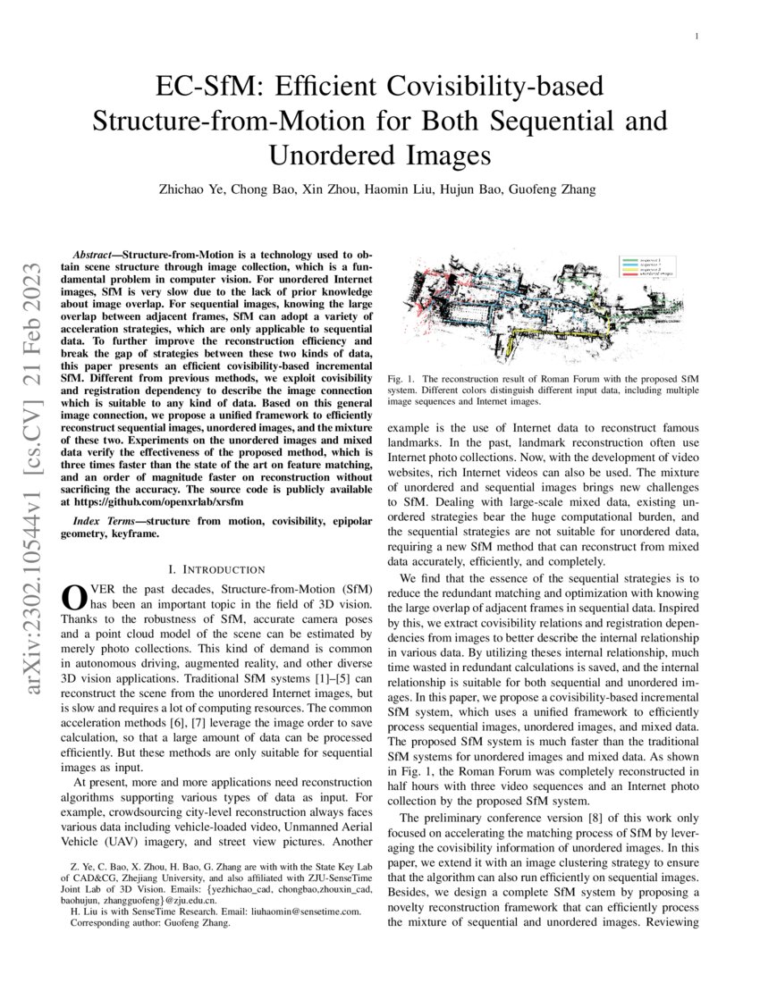 Ec Sfm Efficient Covisibility Based Structure From Motion For Both Sequential And Unordered