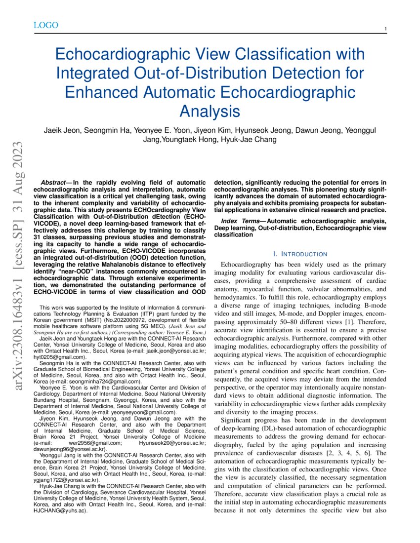 Echocardiographic View Classification with Integrated Out-of ...