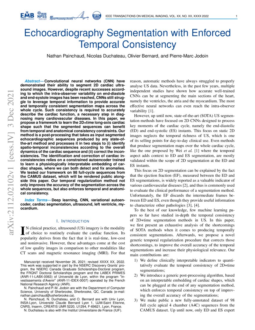 Echocardiography Segmentation with Enforced Temporal Consistency | DeepAI