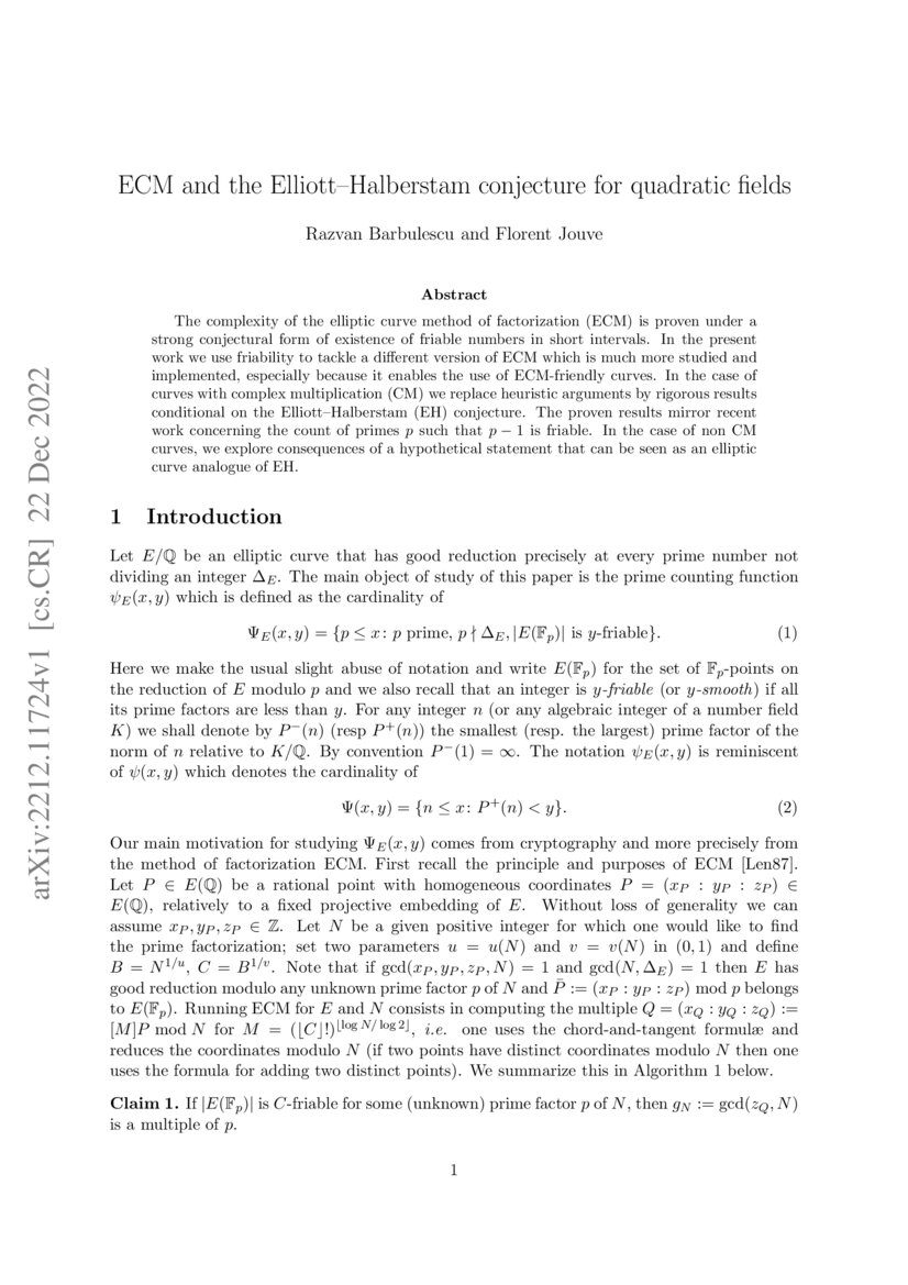 Ecm And The Elliott Halberstam Conjecture For Quadratic Fields Deepai