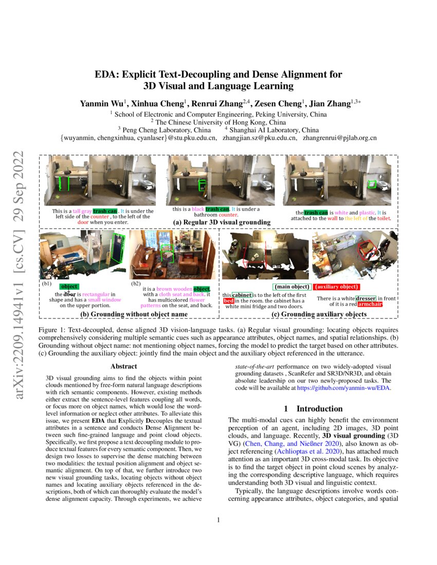 Eda Explicit Text Decoupling And Dense Alignment For 3d Visual And
