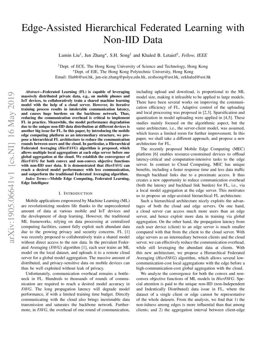 Edge-Assisted Hierarchical Federated Learning with Non-IID Data | DeepAI