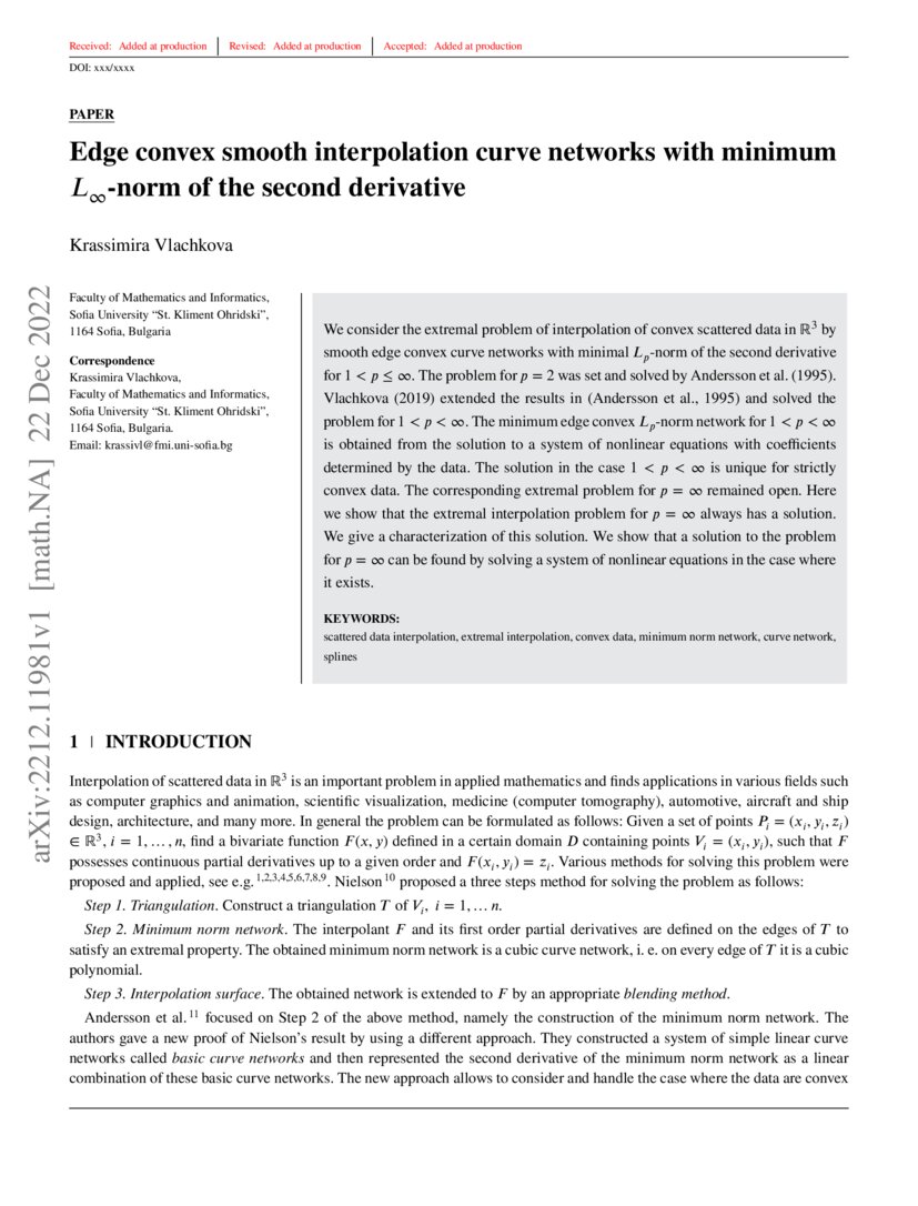 Edge Convex Smooth Interpolation Curve Networks With Minimum L∞ Norm 6109