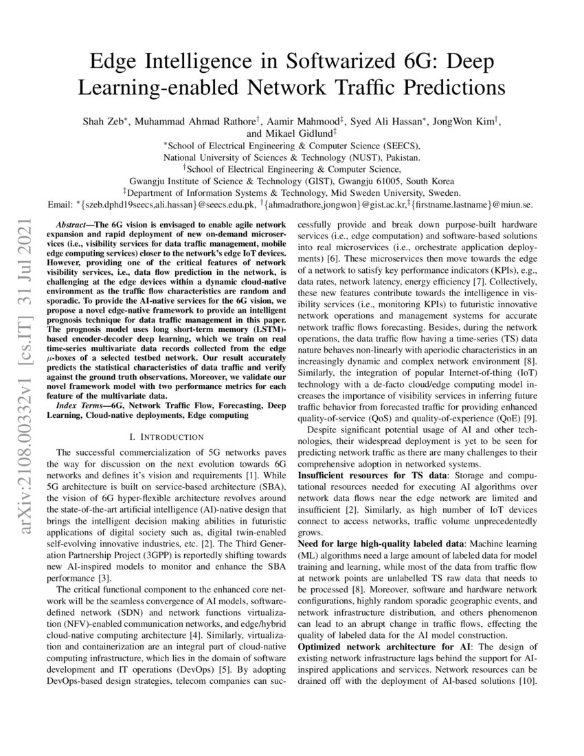 Edge Intelligence in Softwarized 6G: Deep Learning-enabled Network ...