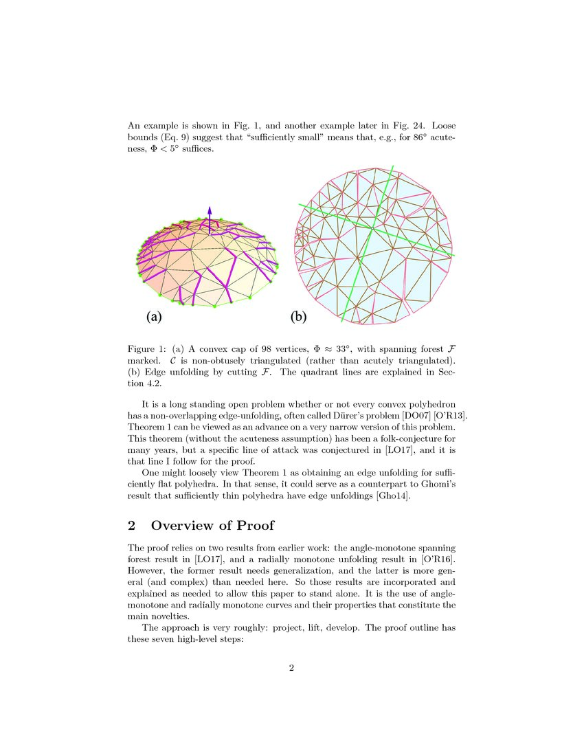 Edge-Unfolding Nearly Flat Convex Caps | DeepAI