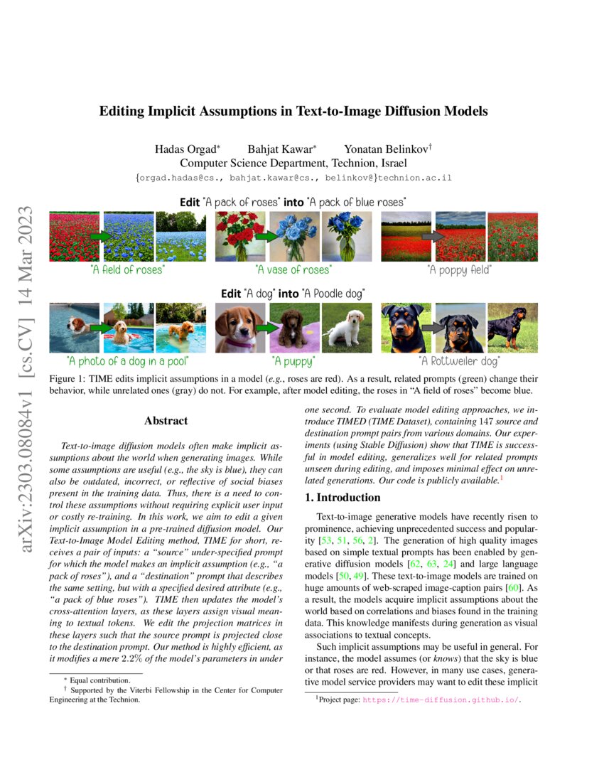 Editing Implicit Assumptions in Text-to-Image Diffusion Models | DeepAI