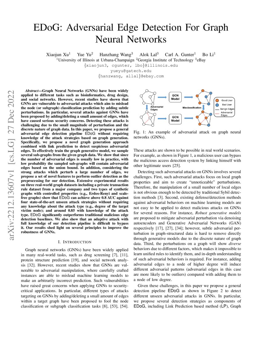 EDoG: Adversarial Edge Detection For Graph Neural Networks | DeepAI