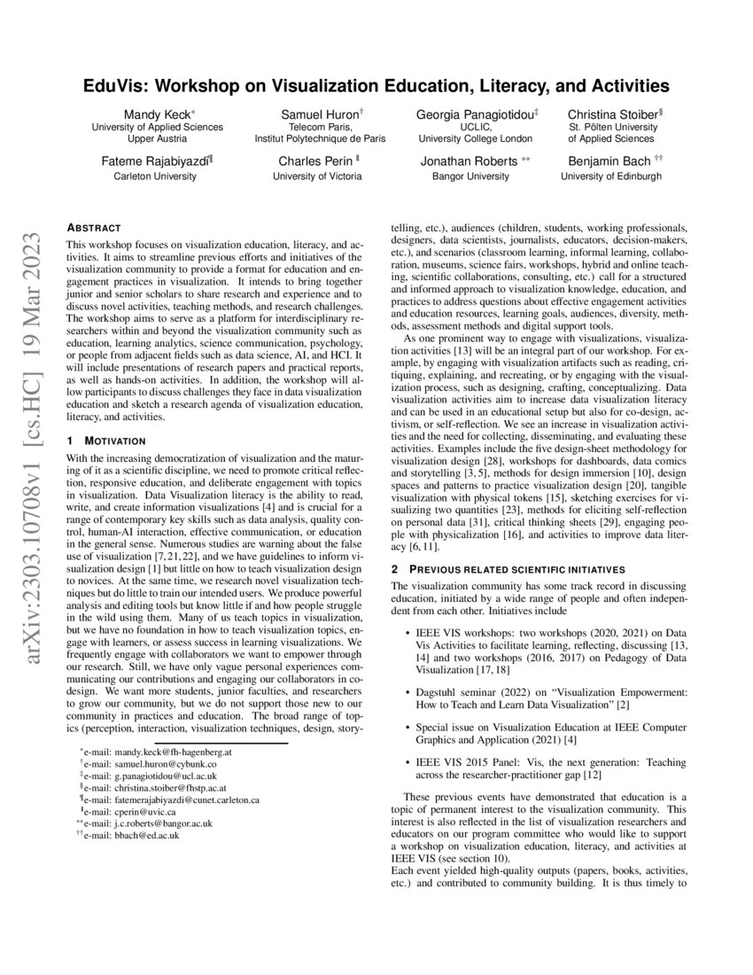 EduVis: Workshop on Visualization Education, Literacy, and Activities ...