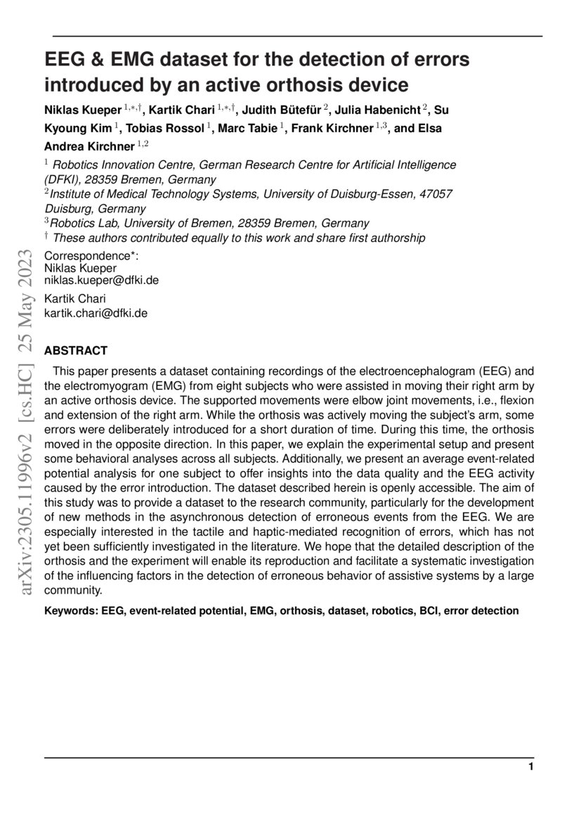 Eeg And Emg Dataset For The Detection Of Errors Introduced By An Active