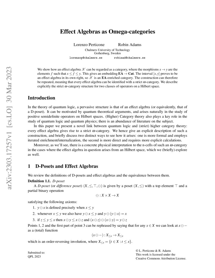 Effect Algebras as Omega-categories | DeepAI