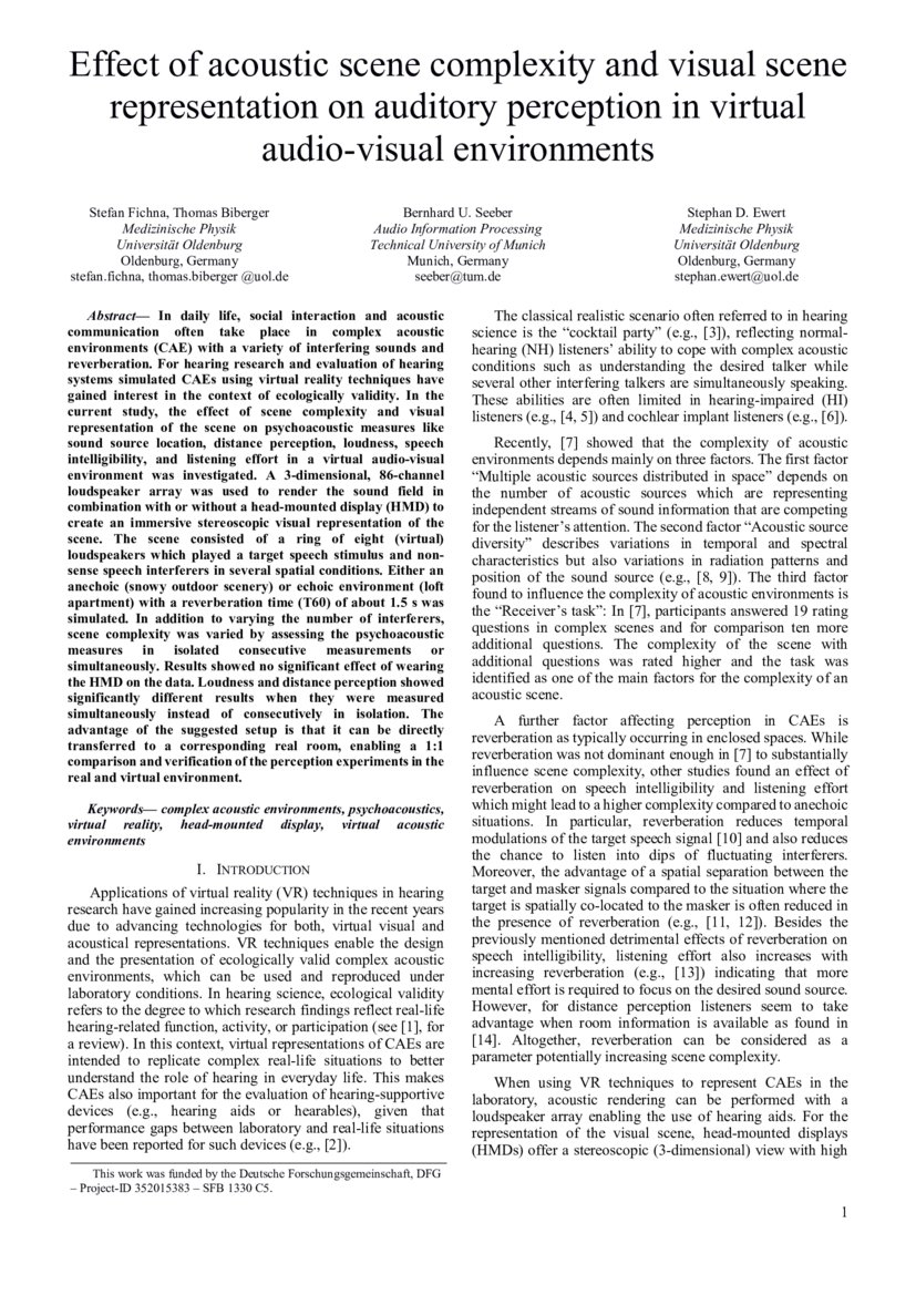 Effect of acoustic scene complexity and visual scene representation on ...