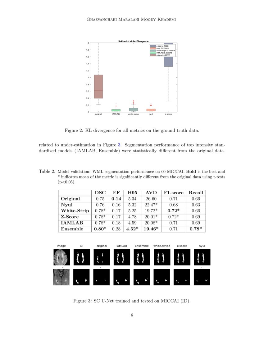 Effect of Intensity Standardization on Deep Learning for WML ...