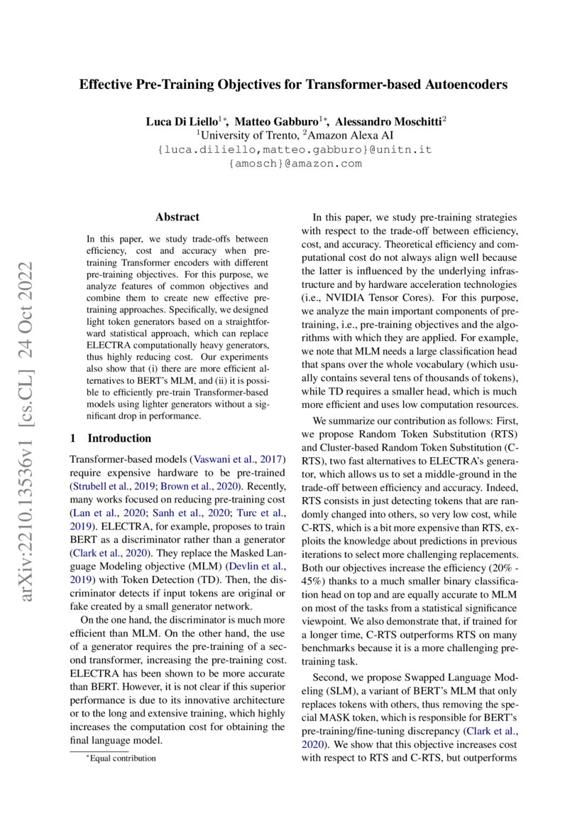 Effective Pre-Training Objectives for Transformer-based Autoencoders ... Effective Pre-Training Objectives for Transformer-based Autoencoders ...