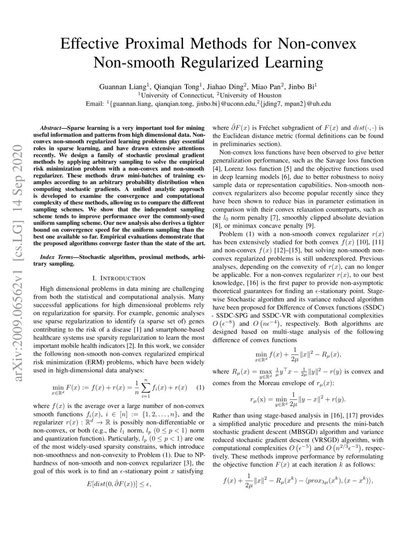 Effective Proximal Methods For Non Convex Non Smooth Regularized Learning Deepai