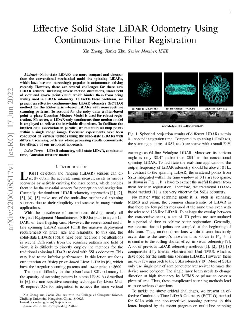 Effective Solid State LiDAR Odometry Using Continuous-time Filter Registration | DeepAI
