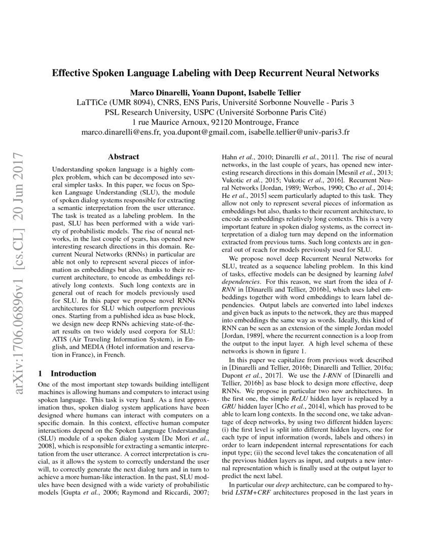 Effective Spoken Language Labeling with Deep Recurrent Neural Networks | DeepAI