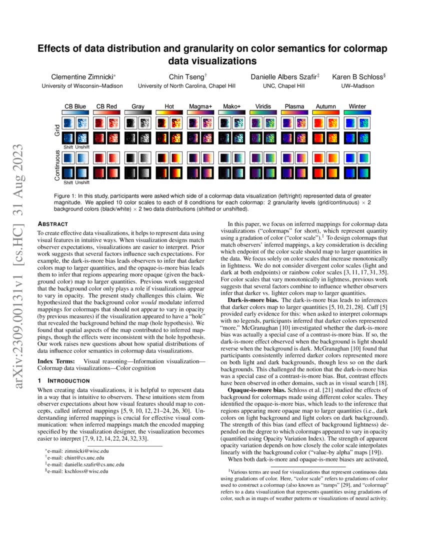 Effects Of Data Distribution And Granularity On Color Semantics For Colormap Data Visualizations