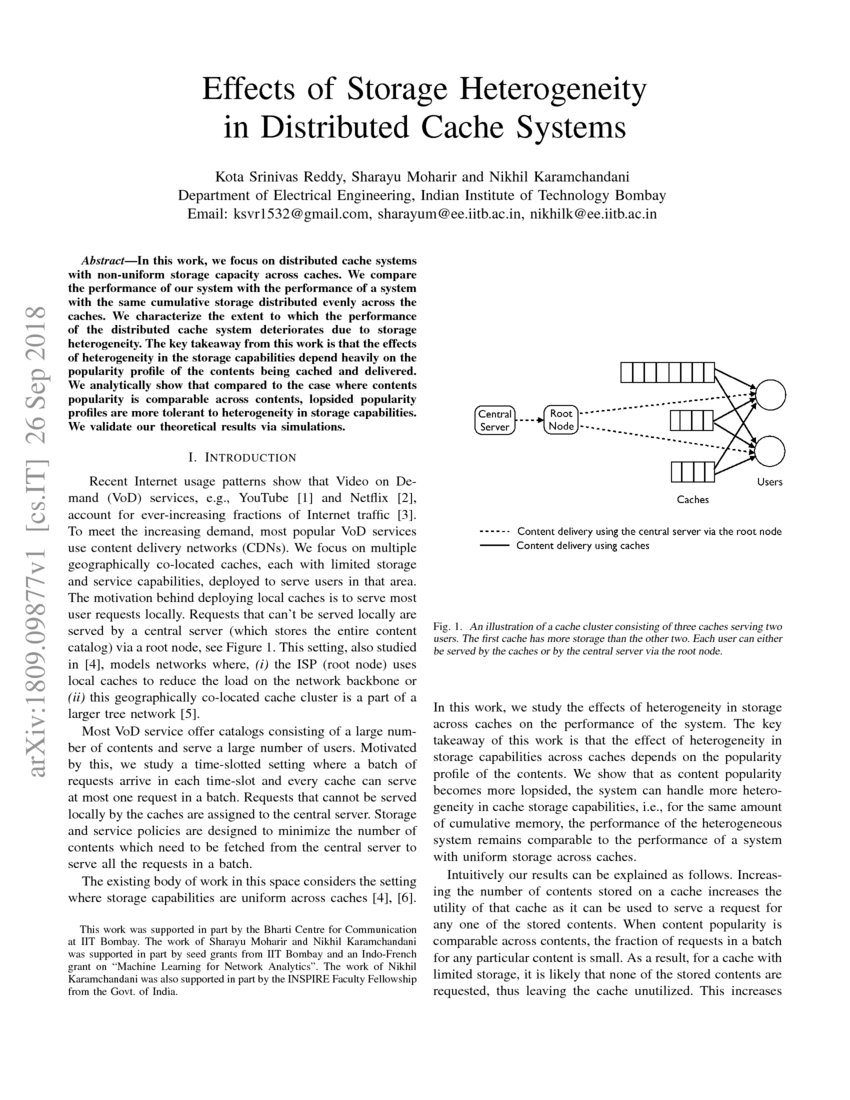 Effects of Storage Heterogeneity in Distributed Cache Systems | DeepAI