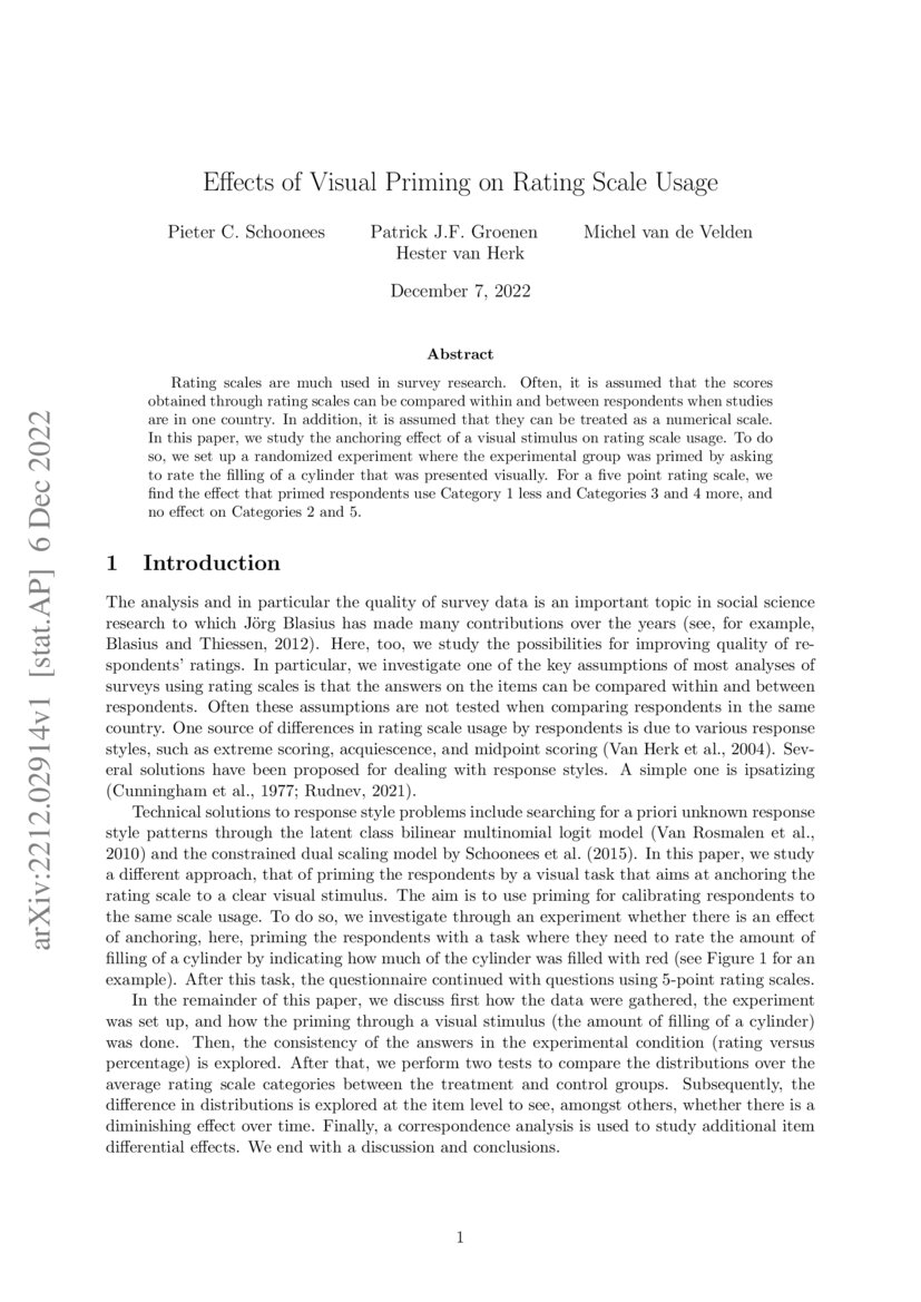 Effects Of Visual Priming On Rating Scale Usage Deepai