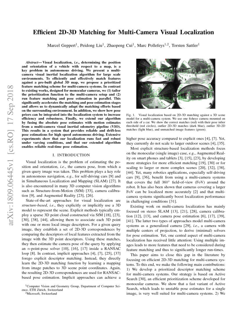 Efficient 2D-3D Matching for Multi-Camera Visual Localization | DeepAI
