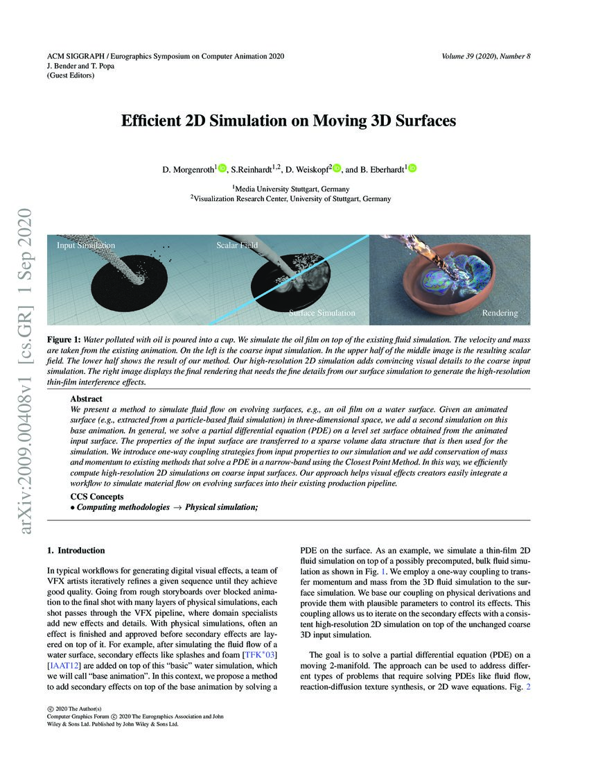Efficient 2D Simulation on Moving 3D Surfaces | DeepAI