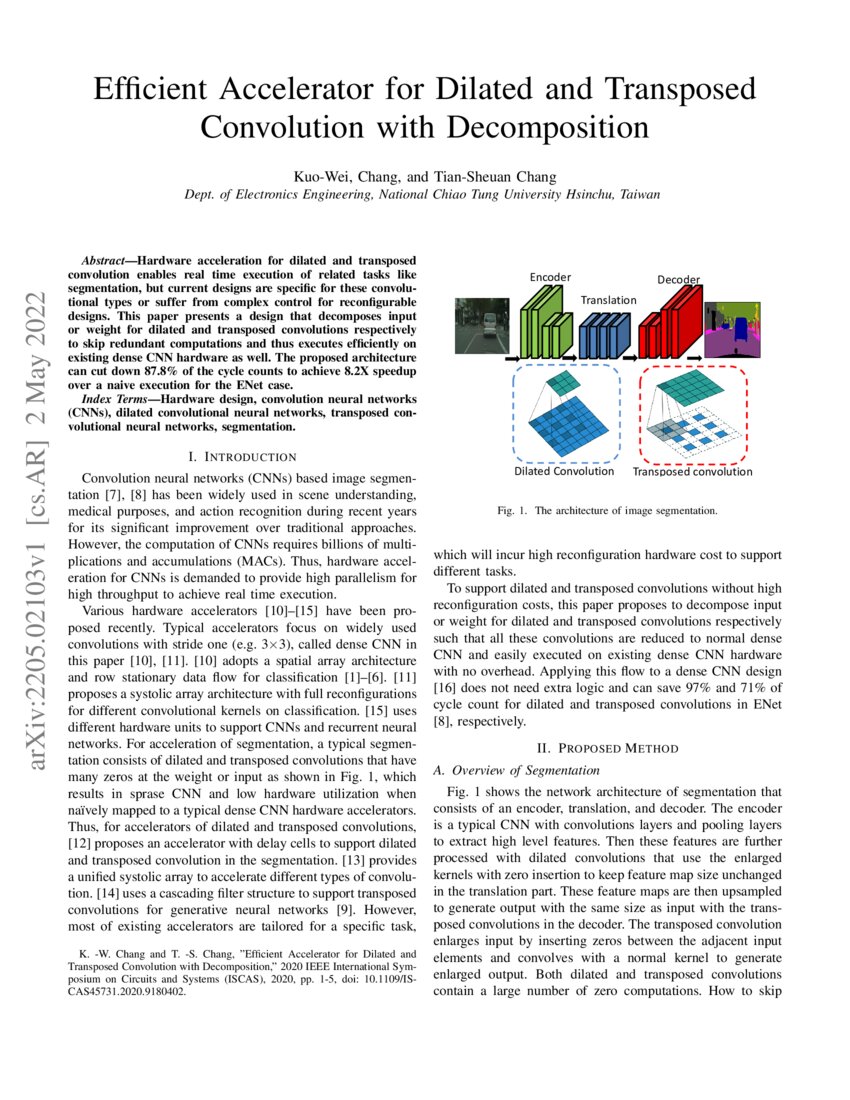 Efficient Accelerator For Dilated And Transposed Convolution With Decomposition Deepai