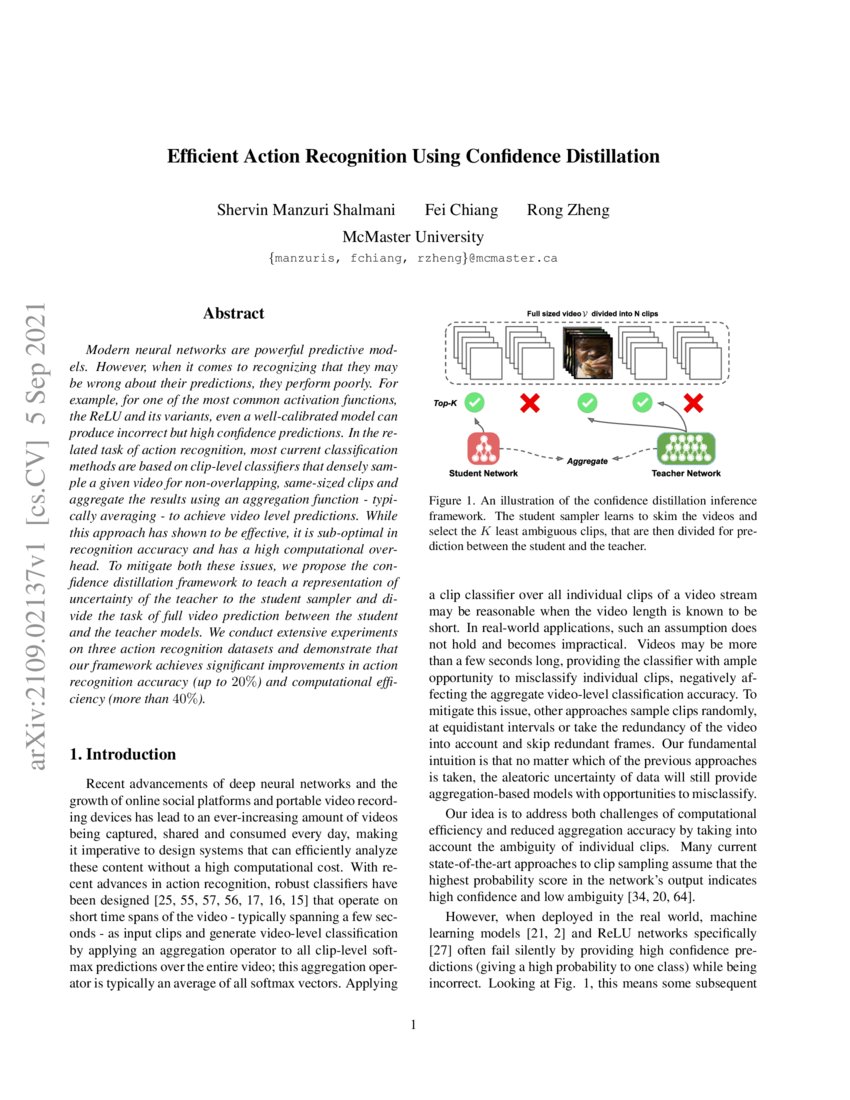 Efficient Action Recognition Using Confidence Distillation | DeepAI