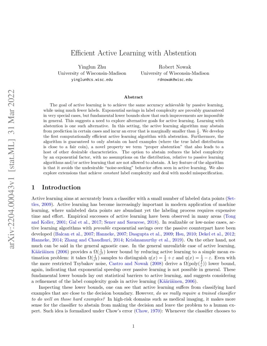 Efficient Active Learning with Abstention | DeepAI
