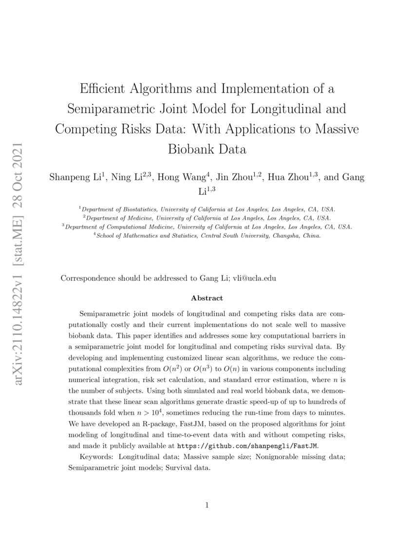 Efficient Algorithms And Implementation Of A Semiparametric Joint Model