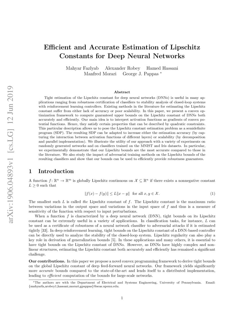Efficient And Accurate Estimation Of Lipschitz Constants For Deep