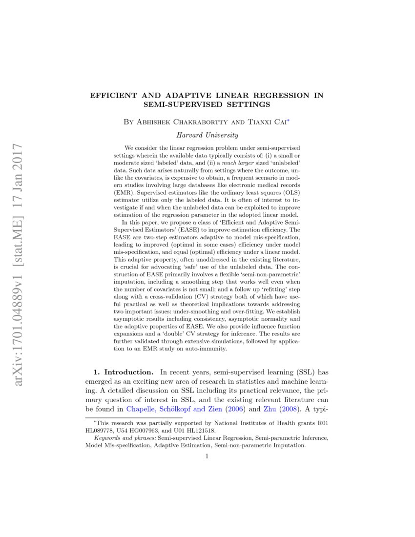 Efficient and Adaptive Linear Regression in Semi-Supervised Settings | DeepAI