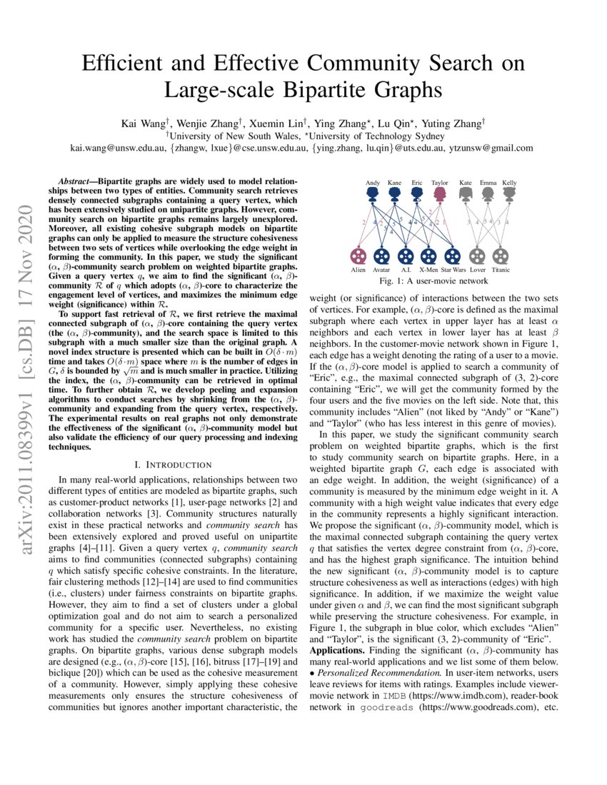 Efficient and Effective Community Search on Large-scale Bipartite ...