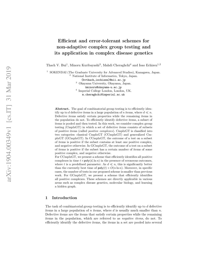 Efficient And Error Tolerant Schemes For Non Adaptive Complex Group Testing And Its Application 
