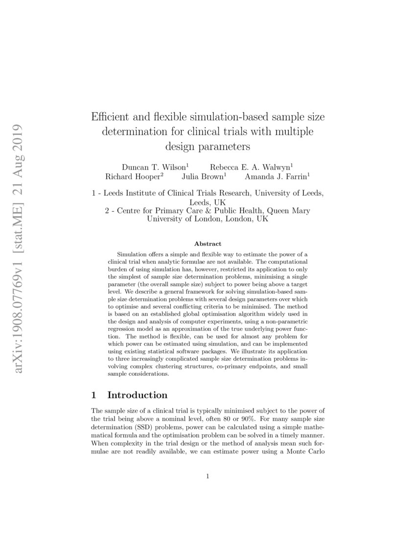 Efficient And Flexible Simulation Based Sample Size Determination For