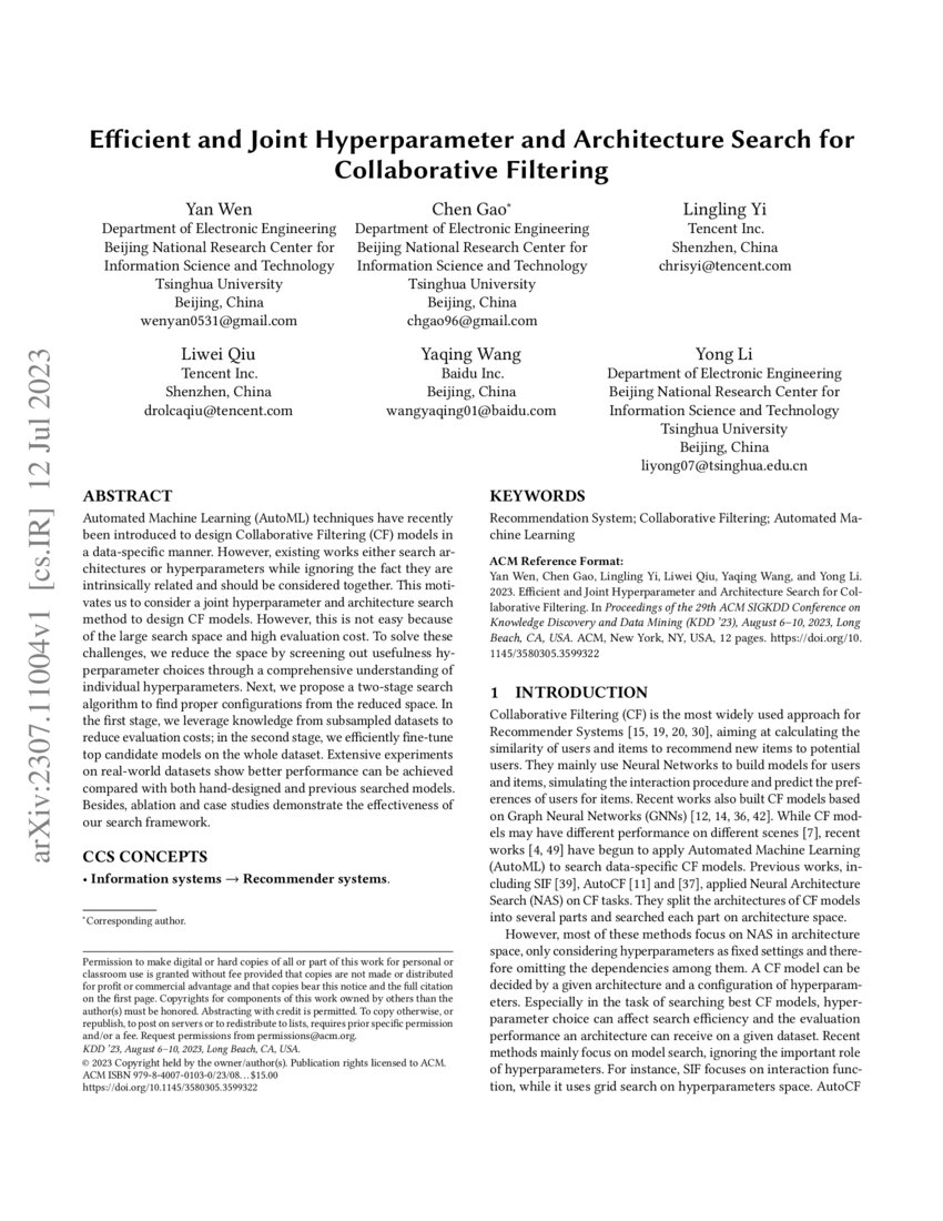 Efficient And Joint Hyperparameter And Architecture Search For Collaborative Filtering Deepai 4475