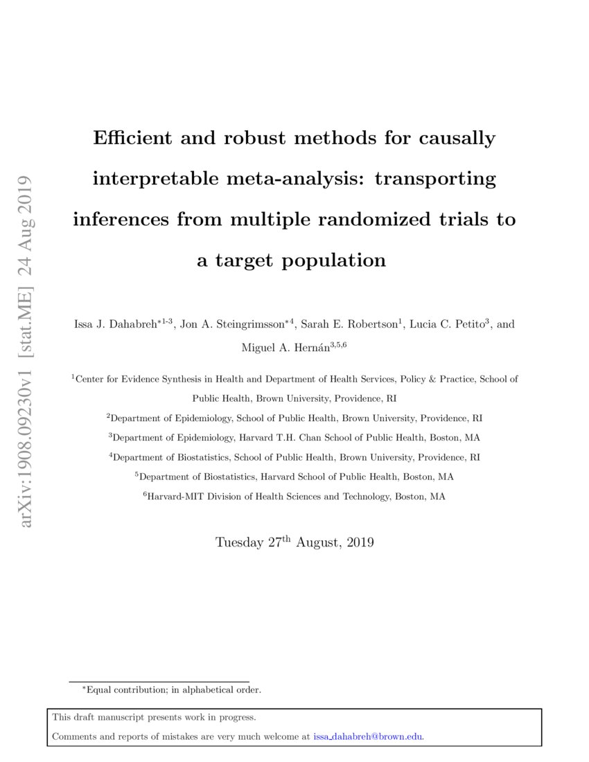 Efficient and robust methods for causally interpretable meta-analysis: transporting inferences ...