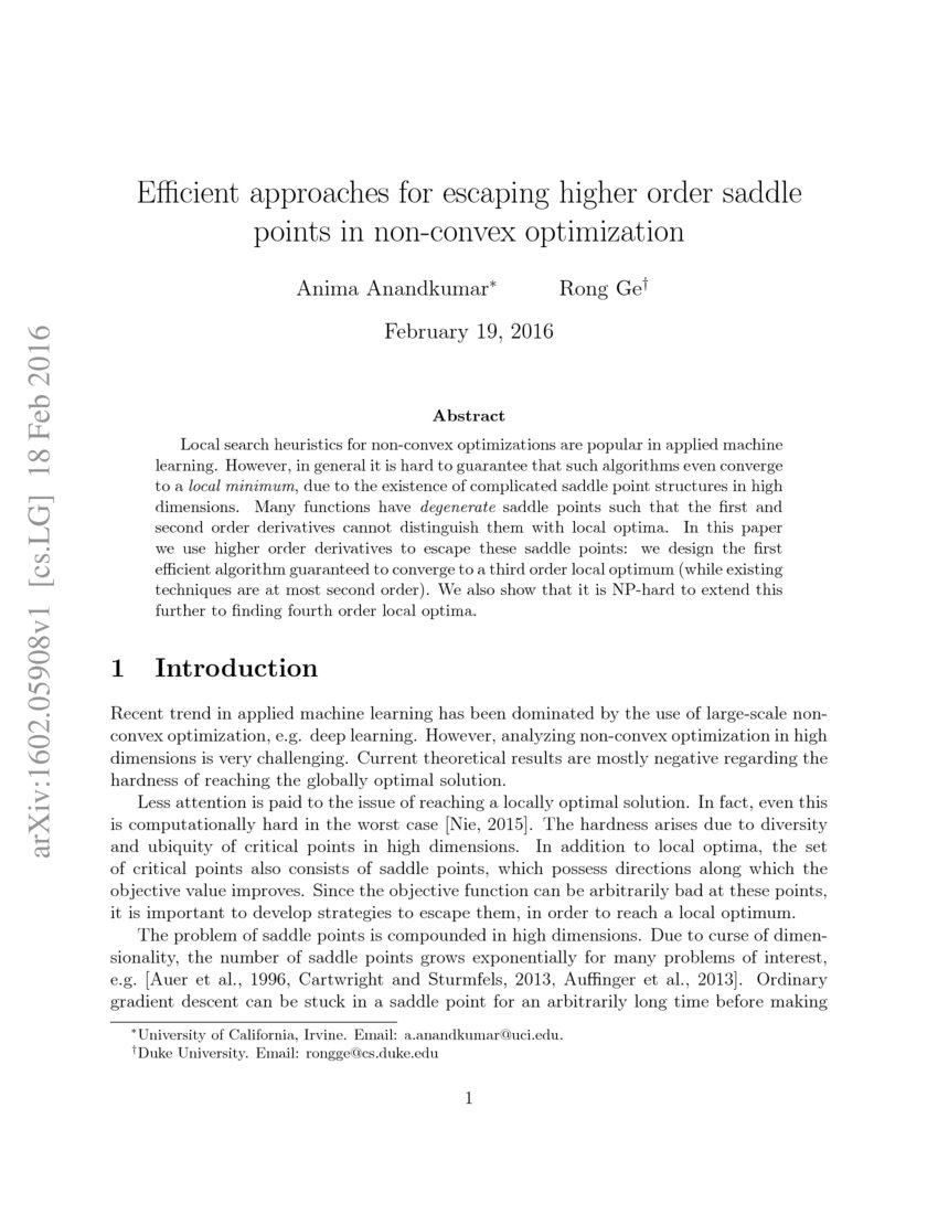 Efficient approaches for escaping higher order saddle points in non ...