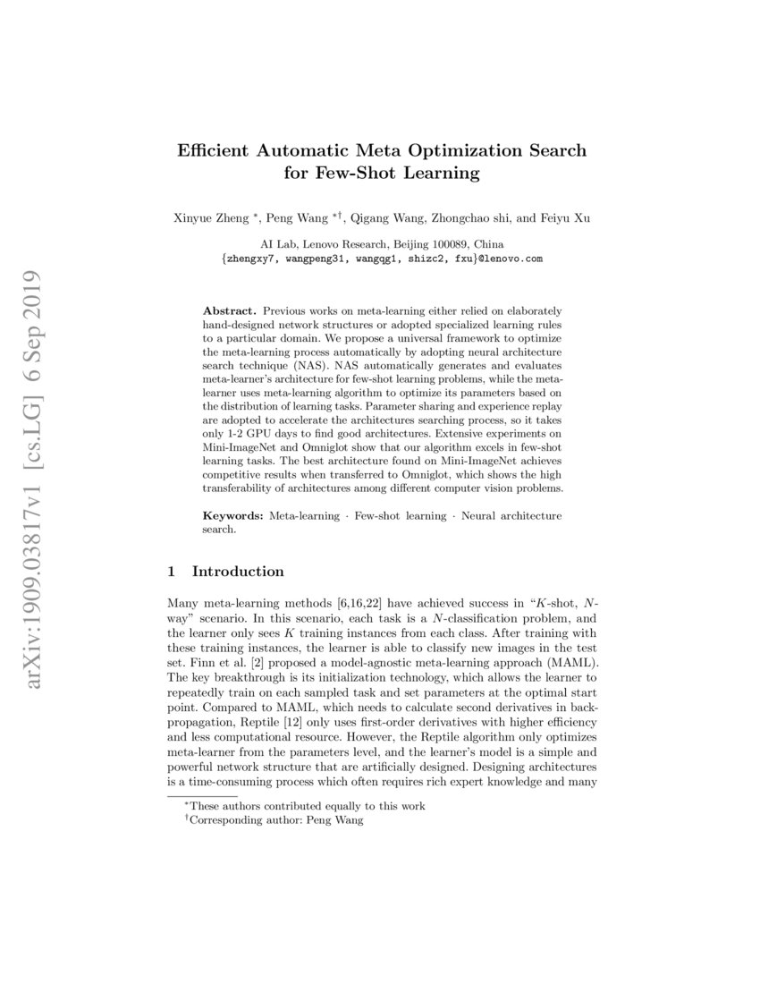 Efficient Automatic Meta Optimization Search for Few-Shot Learning | DeepAI