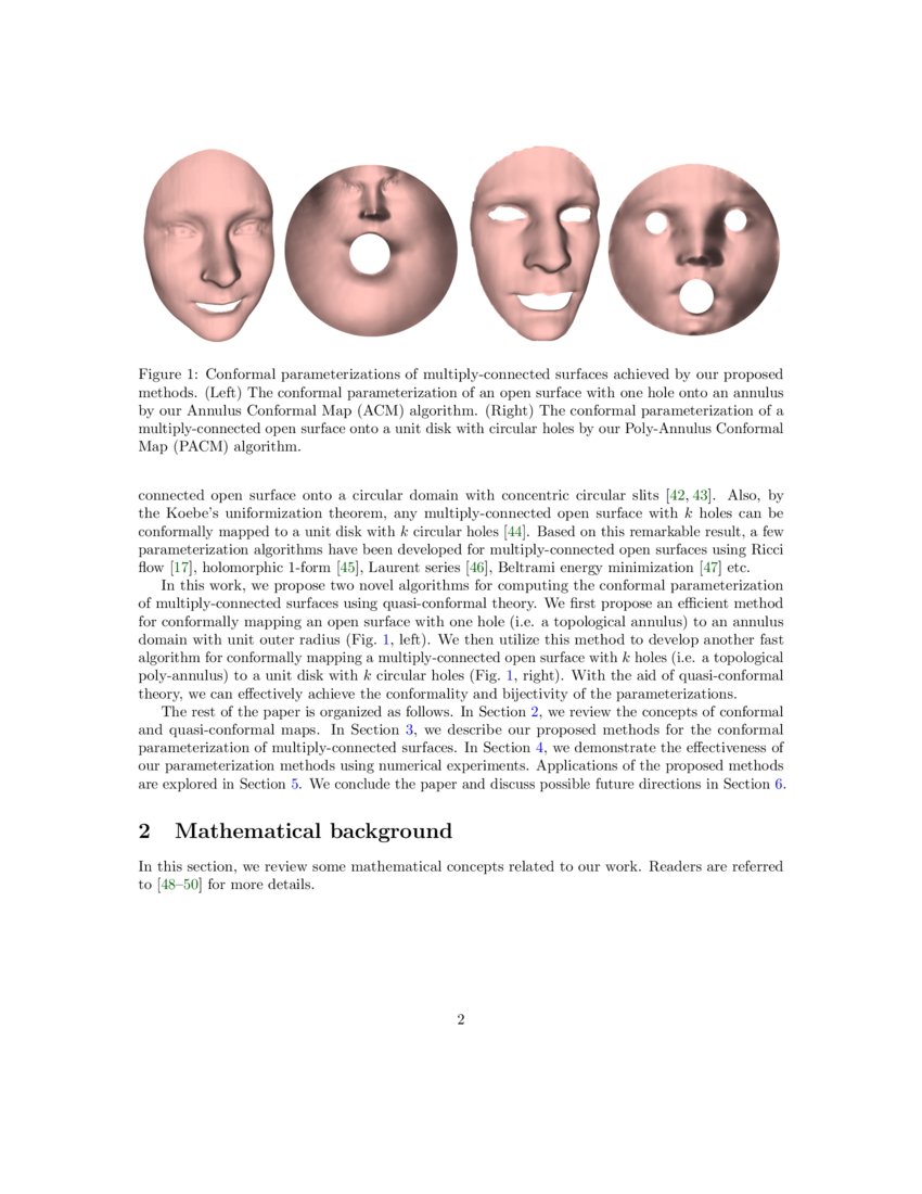 Efficient Conformal Parameterization Of Multiply Connected Surfaces Using Quasi Conformal Theory