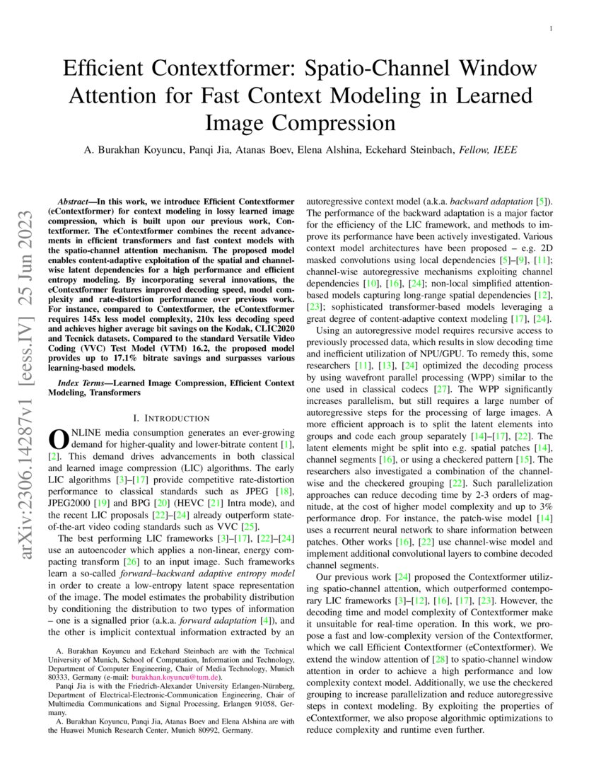 Efficient Contextformer: Spatio-Channel Window Attention for Fast ... Efficient Contextformer: Spatio-Channel Window Attention for Fast ...