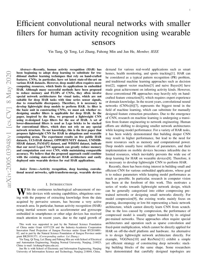 Efficient Convolutional Neural Networks With Smaller Filters For Human