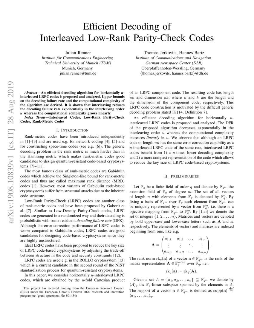 Efficient Decoding of Interleaved Low-Rank Parity-Check Codes | DeepAI