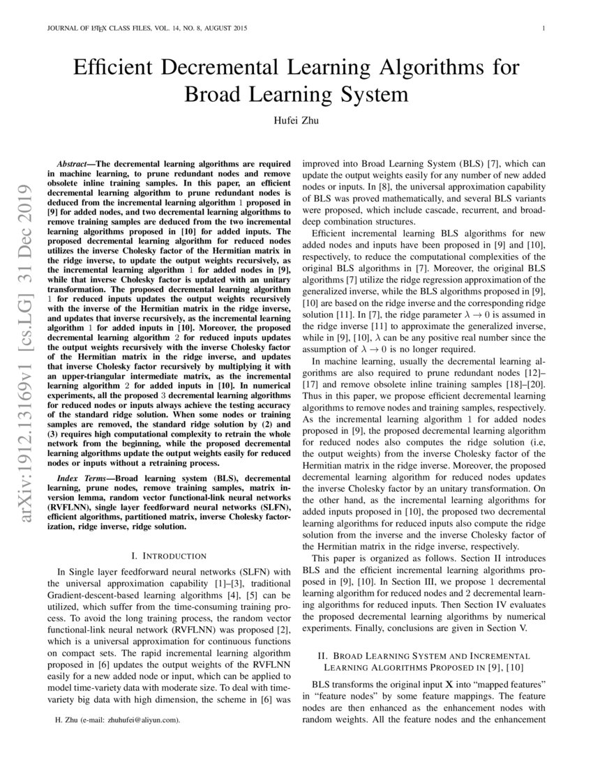 Efficient Decremental Learning Algorithms for Broad Learning System | DeepAI