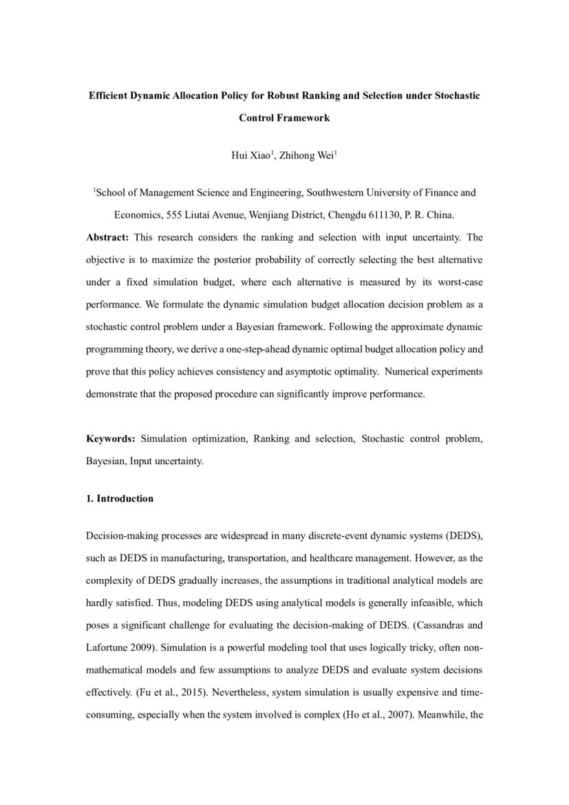 Efficient Dynamic Allocation Policy For Robust Ranking And Selection