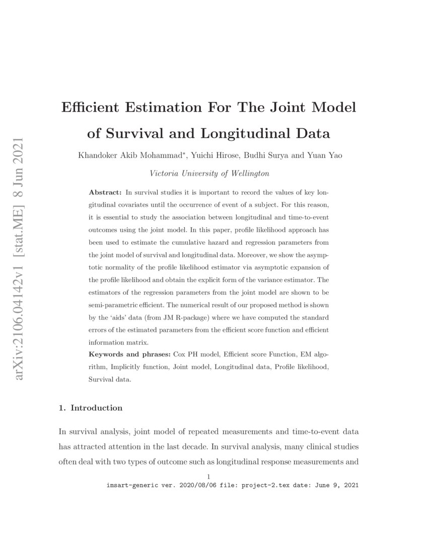 Efficient Estimation For The Joint Model Of Survival And Longitudinal Data Deepai