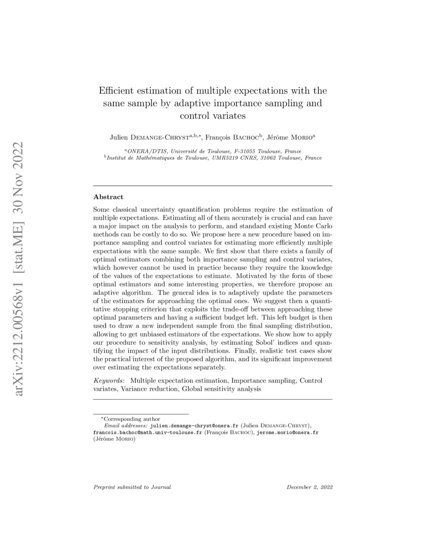 Efficient Estimation Of Multiple Expectations With The Same Sample By Adaptive Importance 